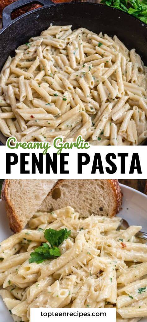 Creamy Garlic Penne Pasta - Top Recipes